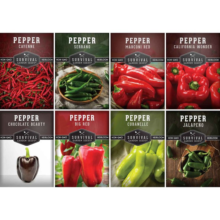 Eight Pepper Seed Collection – Heirloom Non-GMO Sweet & Hot Pepper Var ...